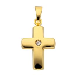 Adelia´s Adelia´s Kettenanhänger 333 Gold Kreuz Anhänger, mit Zirkonia Goldschmuck für Damen & Herren, goldfarben