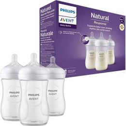 Philips Avent Babyflasche Natural Response SCY903/03, 3 Stück, 260ml, ab dem 1. Monat, weiß