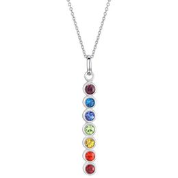 Firetti Kette mit Anhänger Schmuck Geschenk Silber 925 Halsschmuck Halskette Panzerkette Chakra, mit Kristallstein (synth), bunt|silberfarben