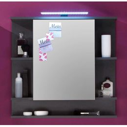 Welltime Spiegelschrank Tias Spiegel, B/H/T: ca. 72 / 76 / 20 cm, dunkelgrau, mit LED-Beleuchtung, schwarz|silberfarben