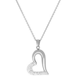 Firetti Herzkette Halskette Schmuck Geschenk, funkelndes Herz "LIEBE", mit Kristallstein, silberfarben|weiß