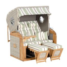 Natur24 Strandkorb Gartenstrandkorb Rustikal 305 Z Teak Comfort 2-Sitzer White Coral, BxTxH: 135x95x160 cm, 71175147