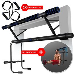 Kesser® 4in1 Premium Klimmzugstange inkl. DIP-Station & Power Ropes , klappbare Türreck, sichere Türrahmen einhängen, Montage zu Hause ohne Schrauben , Pull Up Bar