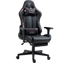 Gaming Stuhl Chair Racing mit Fußstütze und ergonomsichen 4D-Armlehnen, Schwarz/Military -Rosa