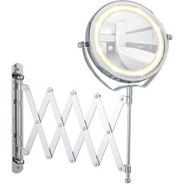 Wenko LED Kosmetikspiegel Brolo, Wandspiegel, 3-fach Vergrößerung, Silber glänzend, Stahl chrom, Glas - silber glänzend