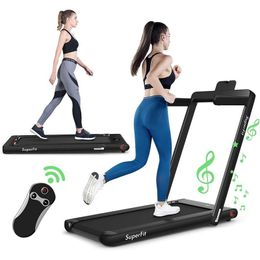 2 in 1 klappbares Walking Pad & Laufband App-kontrolliert Bluetooth led Display 1-12km/h bis 120kg belastbar inkl. Handyhalterung, schwarz - Costway