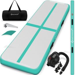 Kesser® Turnmatte Aufblasbar Airtrack Fitness-Matte Gymnastikmatte 3/4/5/6m inkl. Tragetasche & elektr. Luftpumpe Yogamatte, Tumbling Matten , Trainingsmatte Sportmatte Yoga, Turn- & Fitness