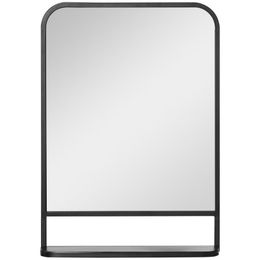 HOMCOM Wandspiegel mit 1 Ablagefläche schwarz (Farbe: schwarz)