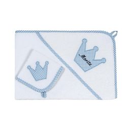 Personalisiertes XL-Handtuch-Set KRONE hellblau (Farbe: hellblau)