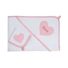 Personalisiertes XL-Handtuch-Set HERZ rosa (Farbe: pink)