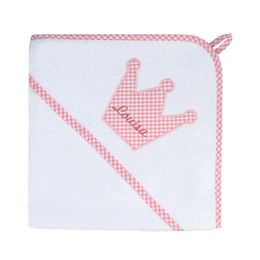 Personalisiertes XL-Kapuzenhandtuch KRONE rosa (Farbe: weiss)