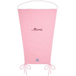 Personalisierter Sonnenschutz Kinderwagen rosa (Stickfarbe: bordeaux)