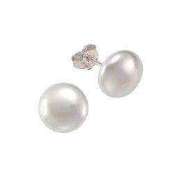 Zeeme Pearls Ohrstecker 925/- Sterling Silber Muschelkernperle weiß 1,0cm Glänzend