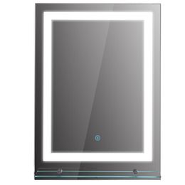 kleankin LED Badezimmerspiegel mit Glas-Ablage
