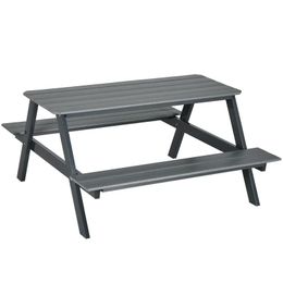 Outsunny Picknick Tisch mit Bank grau (Farbe: grau)