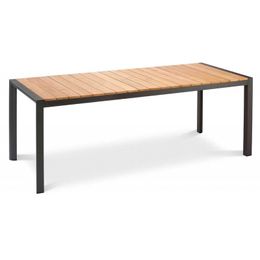 Best Freizeitmöbel Aluminium Tisch Paros 160 x 90 cm anthrazit/Teakholz Loungetisch