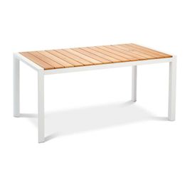 Best Freizeitmöbel Aluminium Tisch Paros 160 x 90 cm weiss/Teakholz Loungetisch - Best Freizeitmöbel