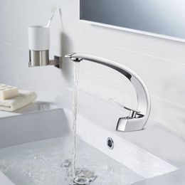 Auralum Waschtischarmatur Mischbatterie Bogenartige Wasserhahn Bad Armatur Einhebelmischer Waschbeckenarmatur für Badezimmer chrom (Nicht-Niederdruck)