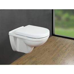 WC-Sitz Exclusive Nr. 3, aus antibakteriellem Duroplast, mit Absenkautomatik, Weiß, Duroplast weiß , Edelstahl rostfrei silber matt - weiß - Wenko