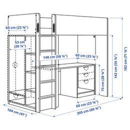 IKEA SMÅSTAD Hochbettgest./Arbeitspl./Aufbew.