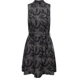 Ragwear Blusenkleid Angyc Organic hochgeschlossenes Sommerkleid mit Bindeband, schwarz