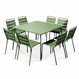 Quadratischer Gartentisch aus Metall mit 8 Stühlen Grüner Kaktus - Grüner Kaktus