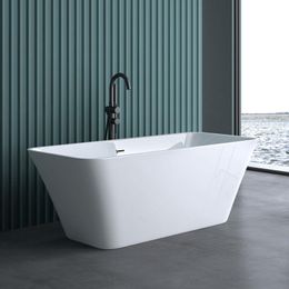 Freistehende Design-Badewanne eckig Vicenza529OA 150x75x58cm inkl. Ablaufgarnitur und Überlauf aus Acryl in Weiß und DIN-Anschlüssen - Weiß - Doporro
