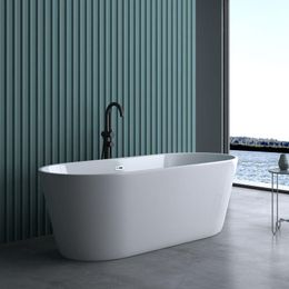 Freistehende Design-Badewanne Vicenza520OA 170x80x60cm mit Ablaufgarnitur und Überlauf aus Acryl in Weiß DIN-Anschlüssen - Weiß - Doporro