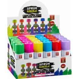 Spetebo Sprühkreide wasserlöslich 100 ml Dose - 24er Set - Kreidespray in 6 verschiedenen bunten Farben - Flüssigkreide Markierungsspray abwaschbar
