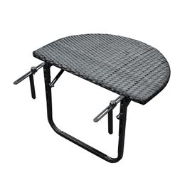 DEGAMO Balkonhängetisch 60x40cm, Metall + Polyrattan schwarz