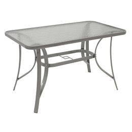 DEGAMO Gartentisch 120x70cm, Metall grau + Glas