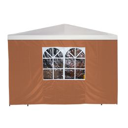 DEGAMO Seitenplane für Pavillon, 3x1,9 Meter, Polyester terracotta mit Fenster