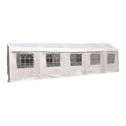 DEGAMO Seitenplane für Partyzelt, Länge 10 Meter, PE weiß mit Fenstern