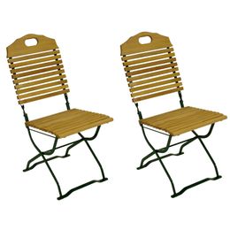 DEGAMO Kurgarten - Garnitur BAD TÖLZ 5-teilig (4x Stuhl, 1x Tisch 70x110cm), Flachstahl grün + Robinie, klappbar