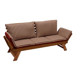 DEGAMO Liegesofa TIROL 202cm, Eukalyptus geölt, Wendeauflage Auflage rot beige