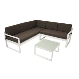 DEGAMO Lounge - Set ARESE, Aluminium weiss, Polster dunkelgrau