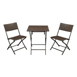 DEGAMO Bistroset ROSSANO 3-teilig klappbar, Metall + Polyrattan braun bicolor