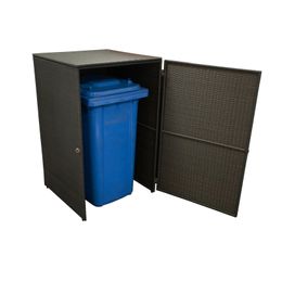 DEGAMO Mülltonnenbox 76x78x123cm für Tonnen bis 240 Liter, Stahl + Polyrattan mocca