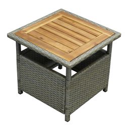 DEGAMO Beistelltisch TRENTO 45x45cm, Geflecht naturgrau, Platte Akazie