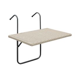 DEGAMO Balkonhängetisch 60x40cm, Metall + Polyrattan grau