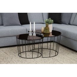 ACTONA GROUP Couchtisch Susan, mit Tischplatte aus bronzefarbigem Spiegelglas und Metall Gestell, schwarz