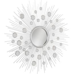 LEONIQUE Dekospiegel Spiegel, silber, Wandspiegel, Sonne, rund, Ø 81 cm, Rahmen aus Metall, silberfarben