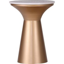 LEONIQUE Beistelltisch Menton, mit goldfarbenem Gestell und Terazzo Platte, in elegantem Design, goldfarben|weiß