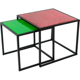 PAROLI Couchtisch (Set, 2-St), quadra, grün|rot