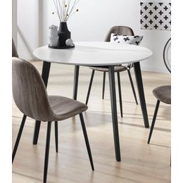 Inosign Esstisch Cody, Beine aus Massivholz, runde MDF-Tischplatte, in 2 Farbvarianten, schwarz|weiß