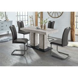 Hela Essgruppe ROSE, (Set, 5-tlg), bestehend aus einem Tisch 140-180 cm und 4 Stühlen, grau