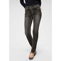 Arizona Slim-fit-Jeans Heavy Washed - Shaping Mid Waist, schwarz