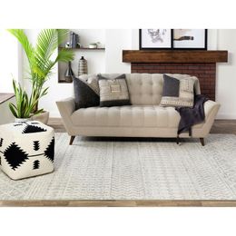 Teppich Kurzflor Wohnzimmer Skandi Boho Design Grau und Weiß 160 x 230 cm - Surya