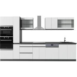 Küchenzeile R-Line 350 cm Anthrazit/Weiß grifflos VICCO