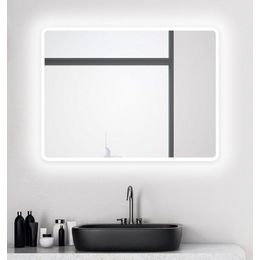 Talos Badspiegel Talos Black Moon, 80 x 60 cm, Design Lichtspiegel, silberfarben